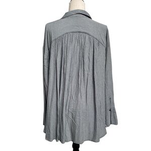 Free People | Tops | Free People Magic Breeze Gray Micro Stripe Button ...